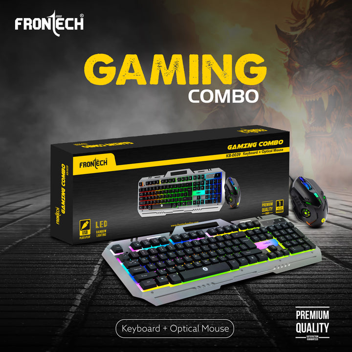 Frontech Wired RGB Backlight Gaming Keyboard & Optical Mouse Combo|104 ...